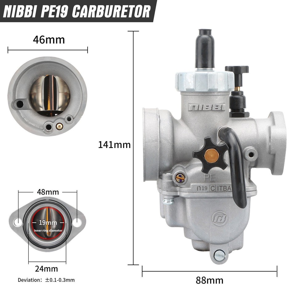 NIBBI PE 19mm Carburetor For CRF125F KLX110 DR100 DS80 Dirt Pit Bike ...