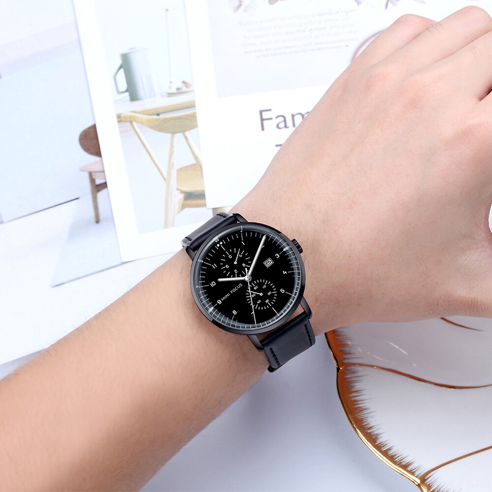 MINI FOCUS Simple Men Quartz Watch Bussiness Leather Wristwatches ...