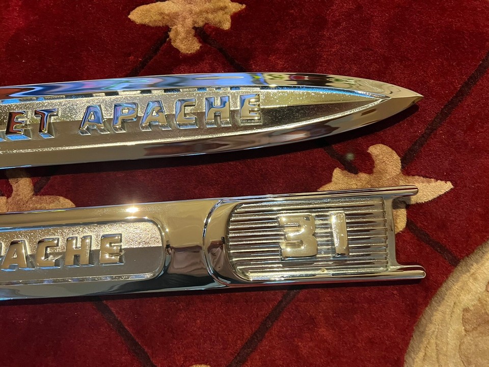 1959 Chevy 3100 Apache Truck Fender Emblems GM # 3753097 & 3753098 | OE ...