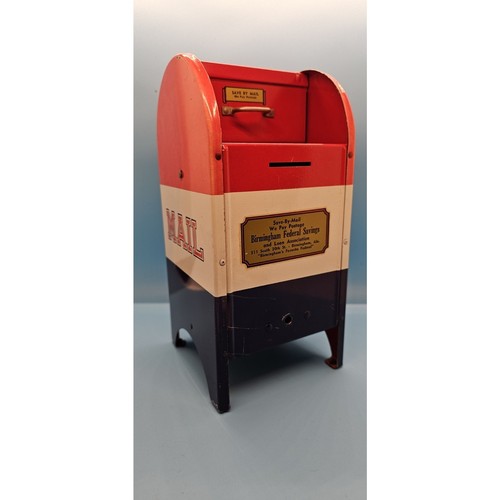 Vintage U.S. Mailbox Bank red white blue Metal 9" Birmingham AL Federal ...
