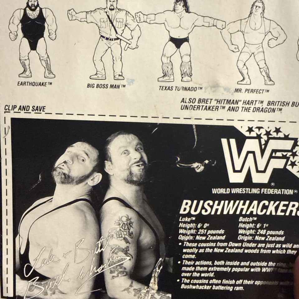 WWF Hasbro Bushwhackers Luke and Butch Wrestling Figures 2 Pack signed ...