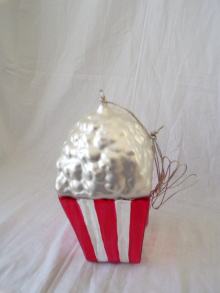 Dept 56 Large Popcorn Ornament 8" x 3" Glass Handblown Movie Theme ...