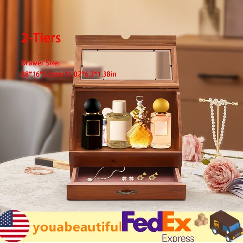 Perfume Organizer Wood Jewelry Storage Box Perfume Display Stand with ...