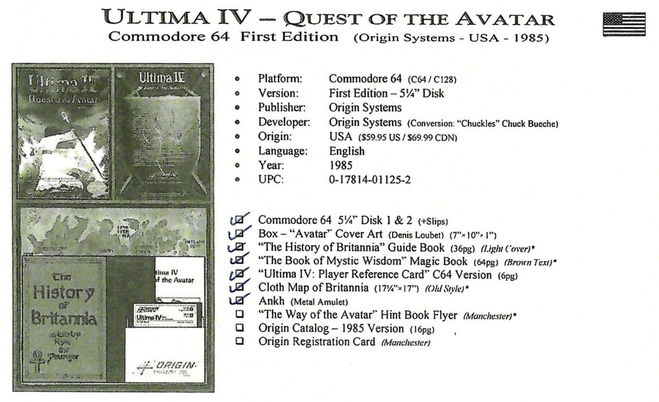 1985 Ultima IV 4 Quest of the Avatar Commodore 64 C64 First Edition CIB ...