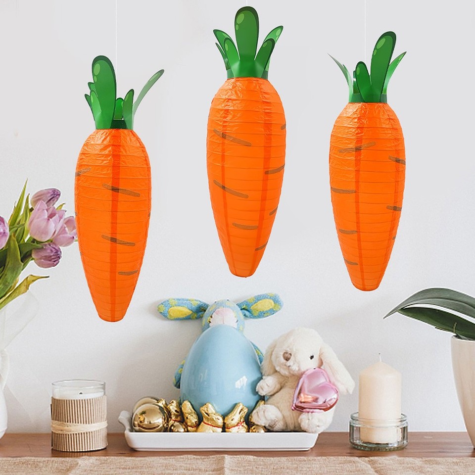 4 Pcs Cartoon Carrot Paper Lantern Hanging Cute for Nursery Hangable ...