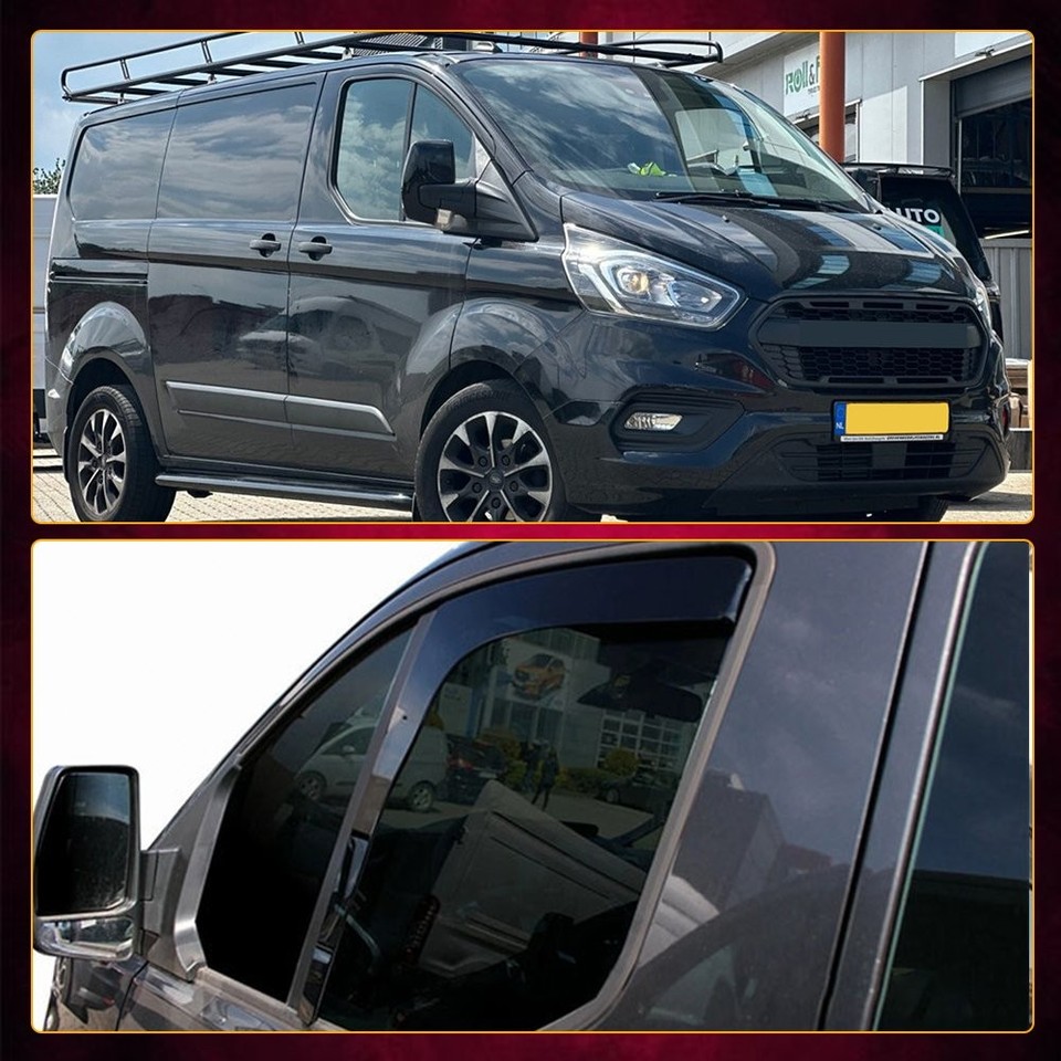 2PCS Window Visor Wind Deflector With Clips For Ford Transit Custom ...