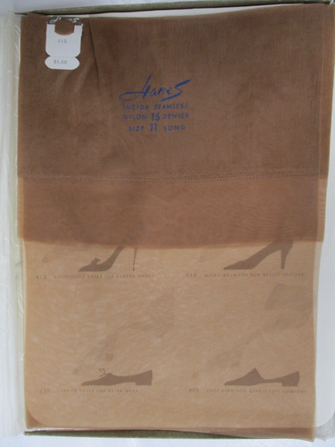 3 PR VINTAGE HANES 415 REINFORCED SHEER RHT NYLON STOCKINGS 11 LONG ...