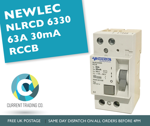 NEWLEC NLRCD6330 63A 30mA RCCB DP 63 AMP 10000 EARLY STYLE RCD BSEN ...
