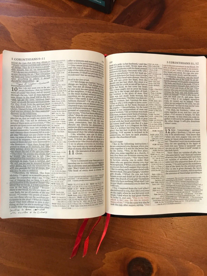 ESV Diadem Reference Edition with Apocrypha Black Calfskin leather, Red ...