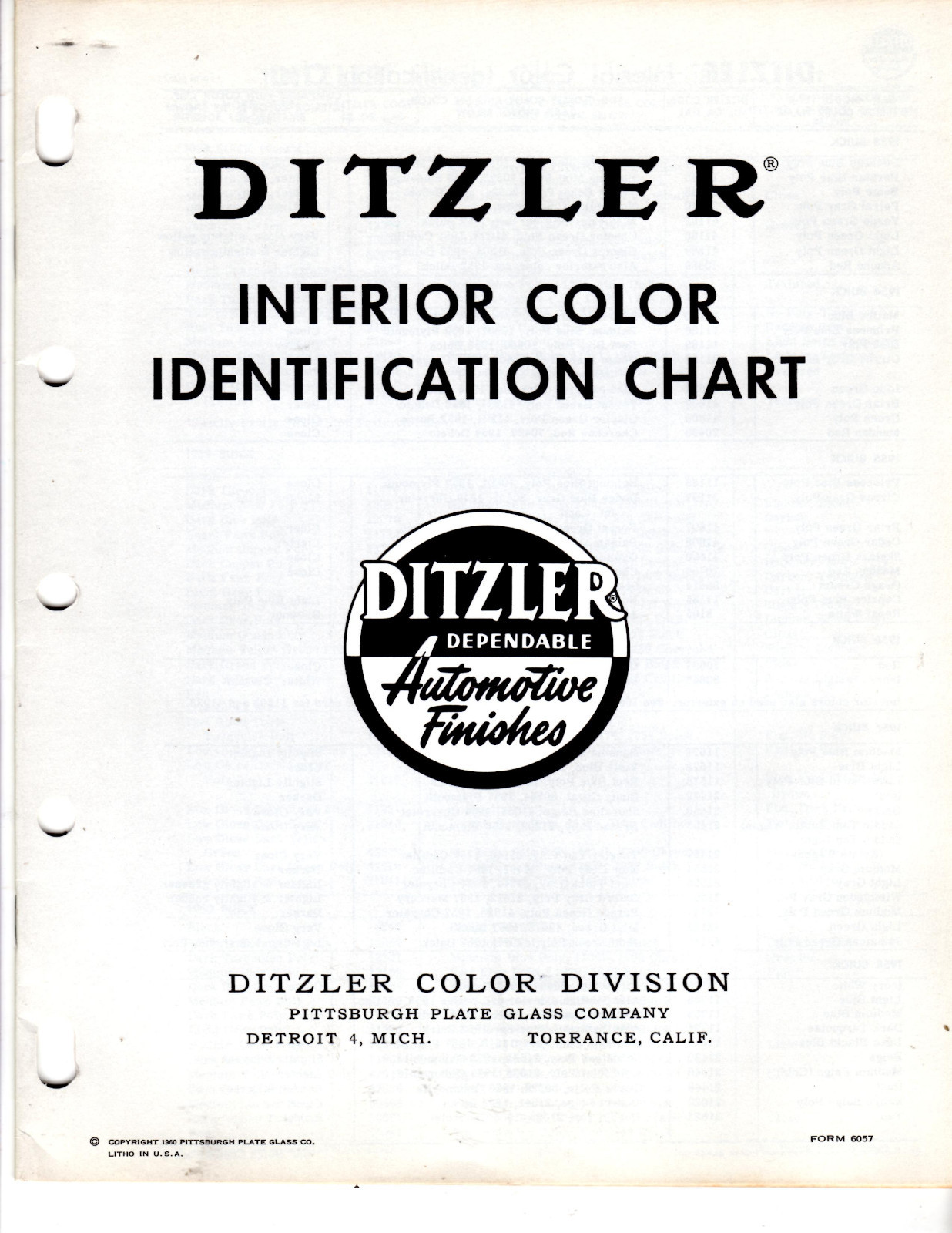 1953 1954 1955 1956 1957 1958 TO 1960 DOMESTIC CAR INTERIOR COLOR CHART ...