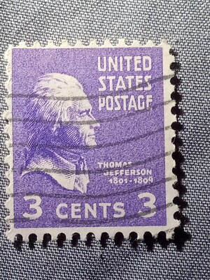 Vintage Super Rare 1928-1933 Violet Thomas Jefferson 3 Cent US Stamp On ...