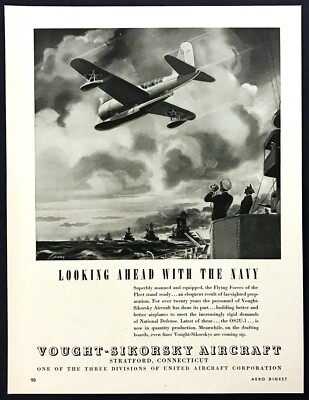 1939 U.S. Navy Vought Sikorsky OS2U-1 Airplane art "Our Latest" vintage ...