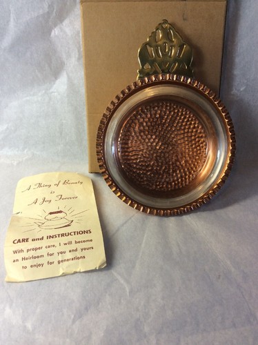 VTG COPPERCRAFT HAMMERED Copper BRASS Porringer HANDLED BOWL Glass | eBay