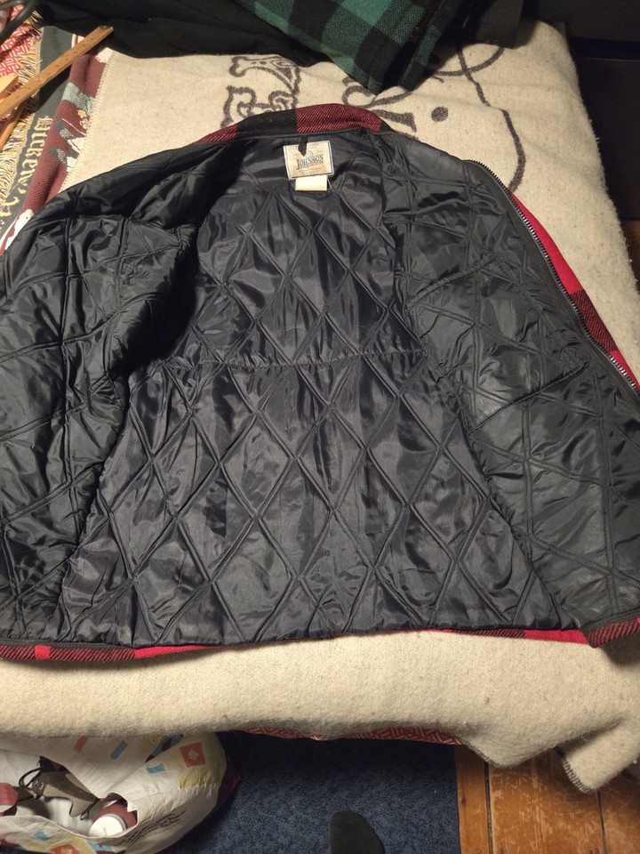 Vtg Johnson Woolen Mills Red Plaid Men 44 Mackinaw Barn Chore Coat Wool ...