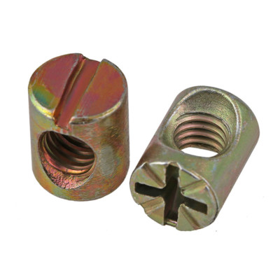 M6 M8 Color zinc Plated Furniture Cross Slotted Drive Barrel Nuts Dowel ...