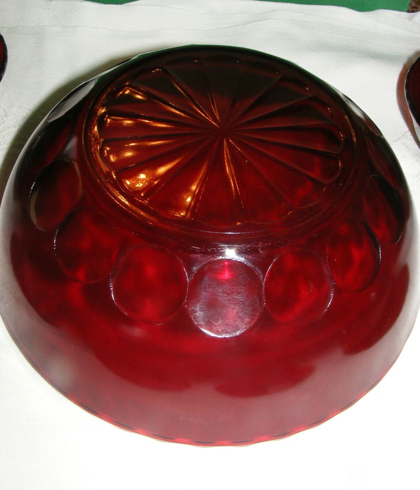 Vintage Depression Glass Royal Ruby 7 Piece Berry Bowl Set | eBay
