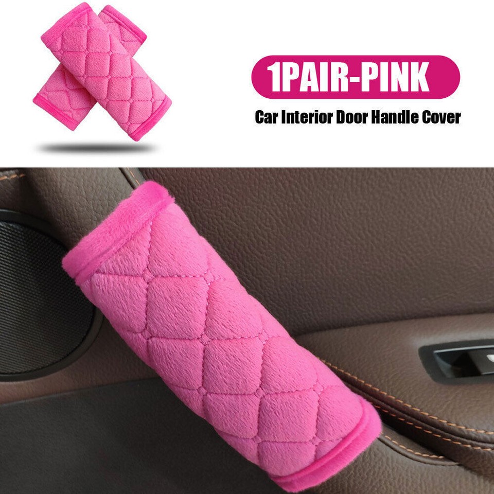 2pcs Car Interior Door Handle Cover Roof Handrail Plush Armrest Handle ...
