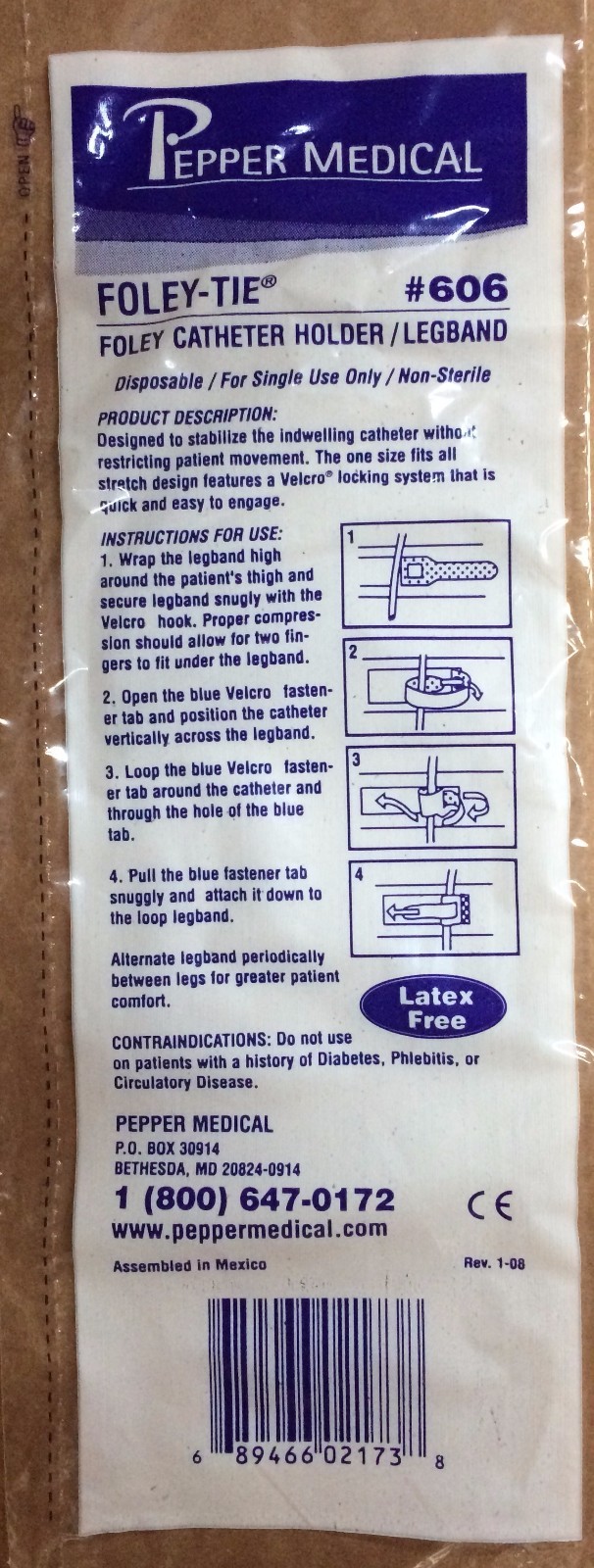 Package of 1 Catheter Leg Strap Band Catheters Foley Wrap Loop Bag Tube ...