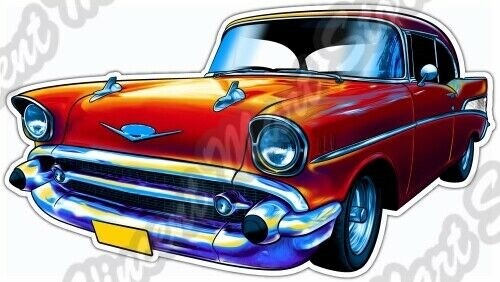 Classic Car 57 Black Antique Retro Vintage Car Bumper Vinyl Sticker ...