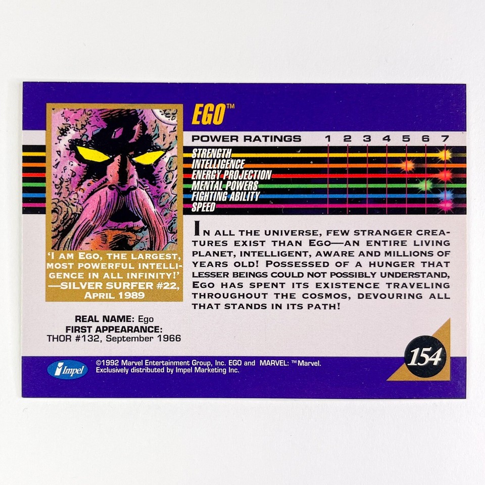 Marvel Impel 1992 Ego Cosmic Beings Trading Card 154 Series 3 MCU Thor ...