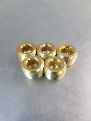 (5) B-5406-HHP-06 3/8" -06 Male NPT, Brass Plug Allen Key Countersunk ...