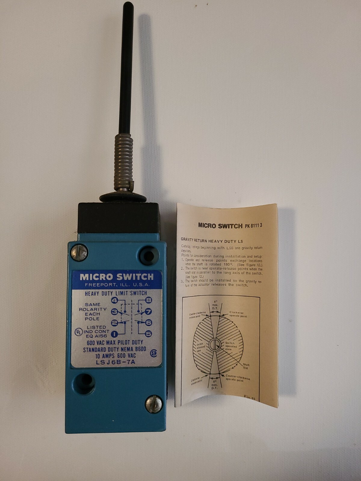 Honeywell LSJ6B-7A Heavy Duty Micro Limit Switch 600VAC Wobble Stick ...