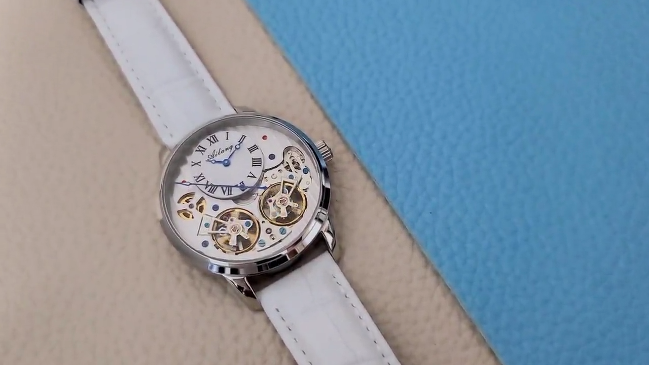 Mens Double Flywheel Automatic Mechanical Watch Silver White Stainless ...