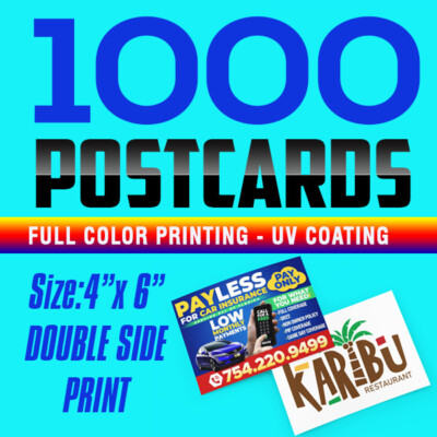 1000 PERSONALIZED Full Color 4x6 GLOSSY UV COATED 2 SIDED 4"x6 ...