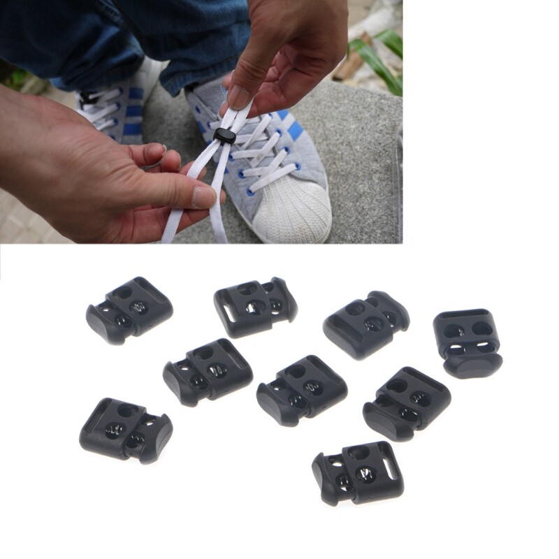 10 Pcs/Lot Non-Slip Shoelace Buckle Clip Stopper Rope Clip Clamp Cord ...