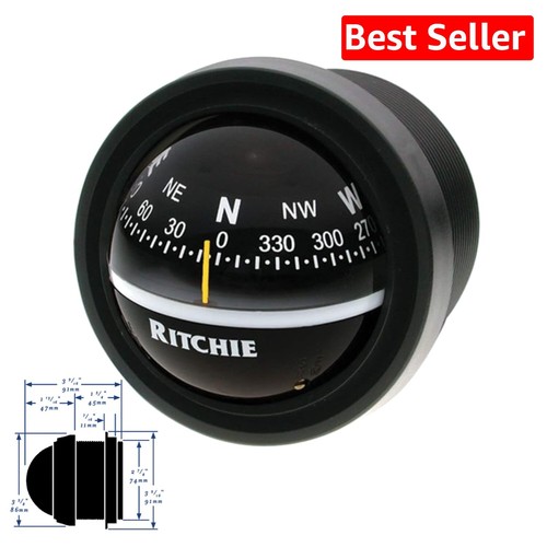 Portable Black Dash Mount Compass with Direct-Read Dial for Marine ...