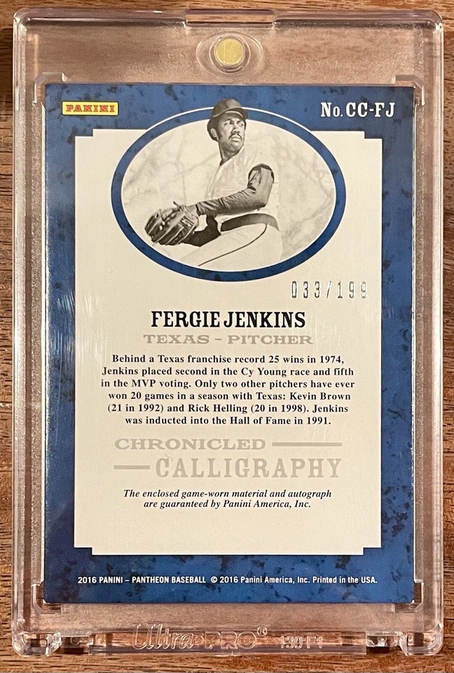 2016 Panini Pantheon Chronicled Calligraphy /199 Fergie Jenkins #CC-FJ ...