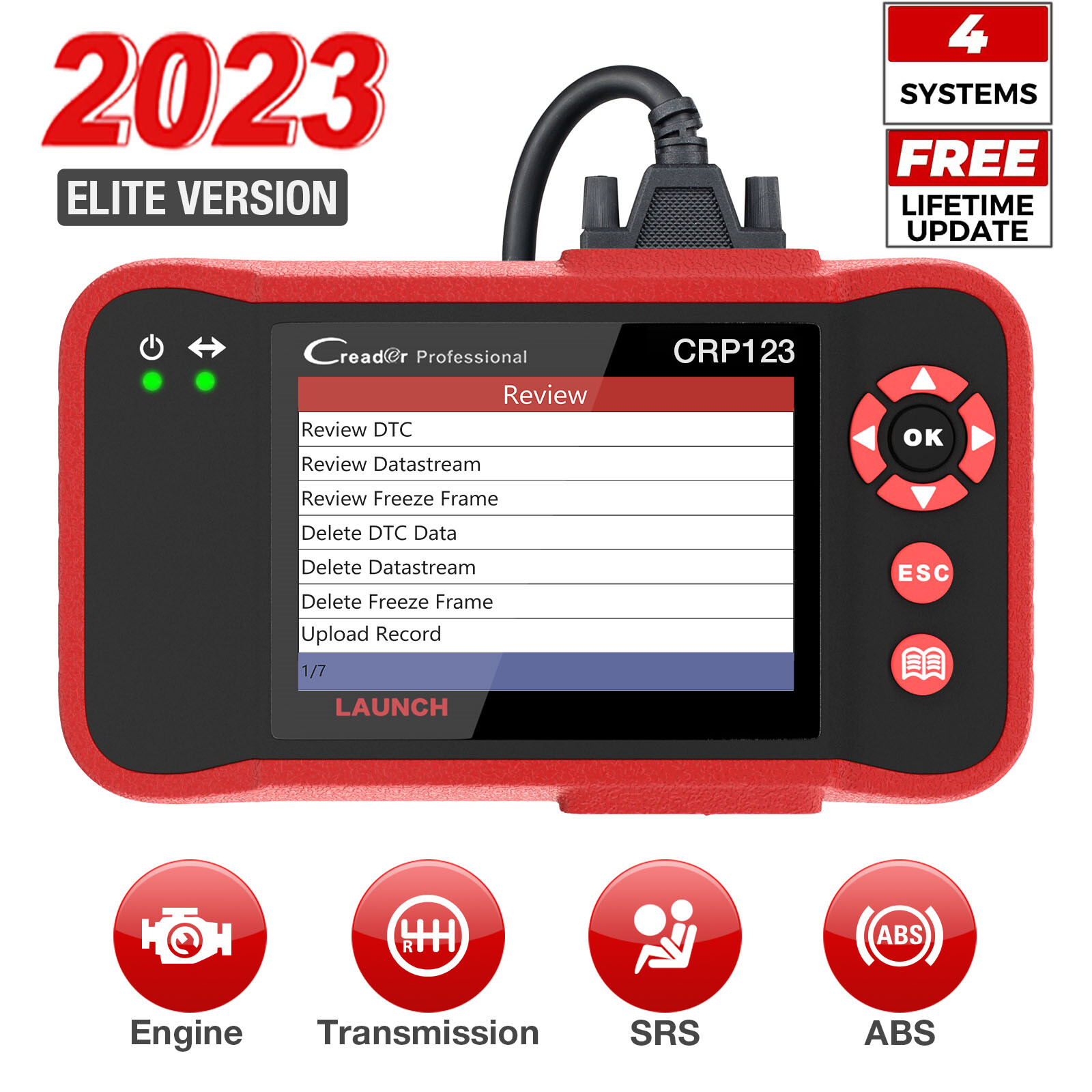 Check Engine OBD2 Scanner Transmission ABS SRS Code Reader Diagnostic ...