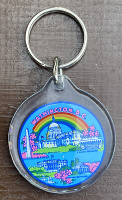 Washington DC Acrylic Key Ring with Many Landmarks Keychain Tourist ...