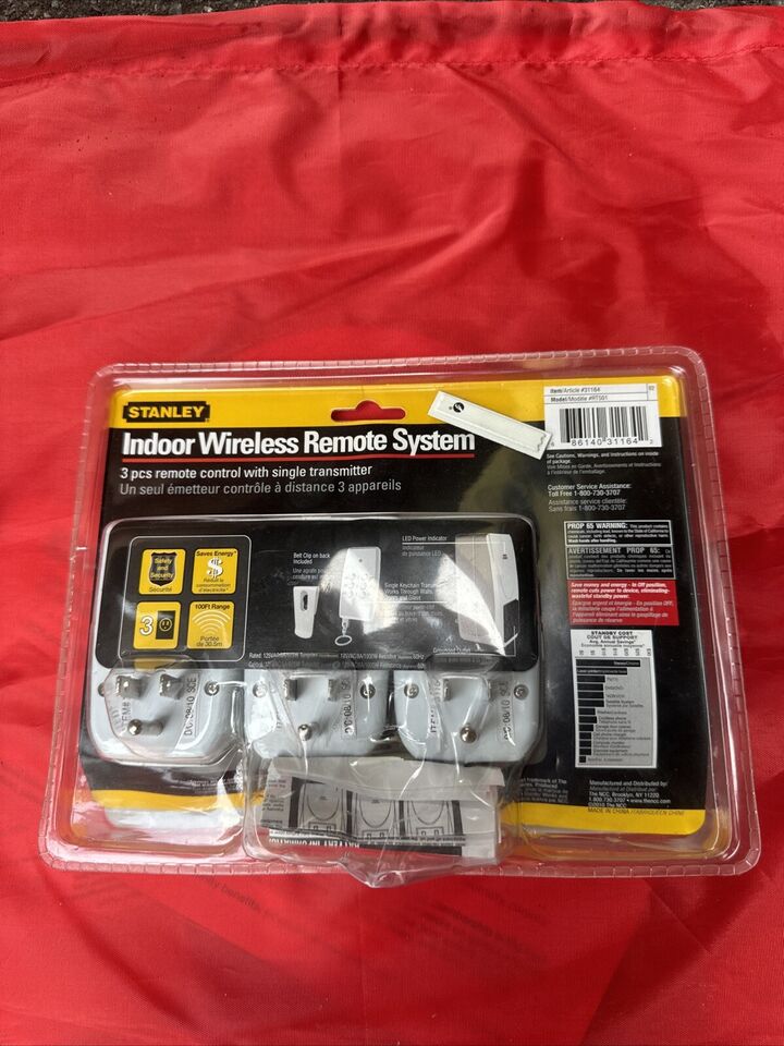 Stanley Wireless Remote System Indoor 3 Plug Outlets & 1 Remote New ...