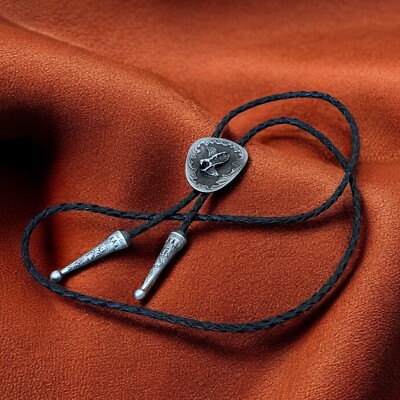 Bolo Tie Mens Wedding Necklace PU Leather Rope Western Cowboy Style | eBay