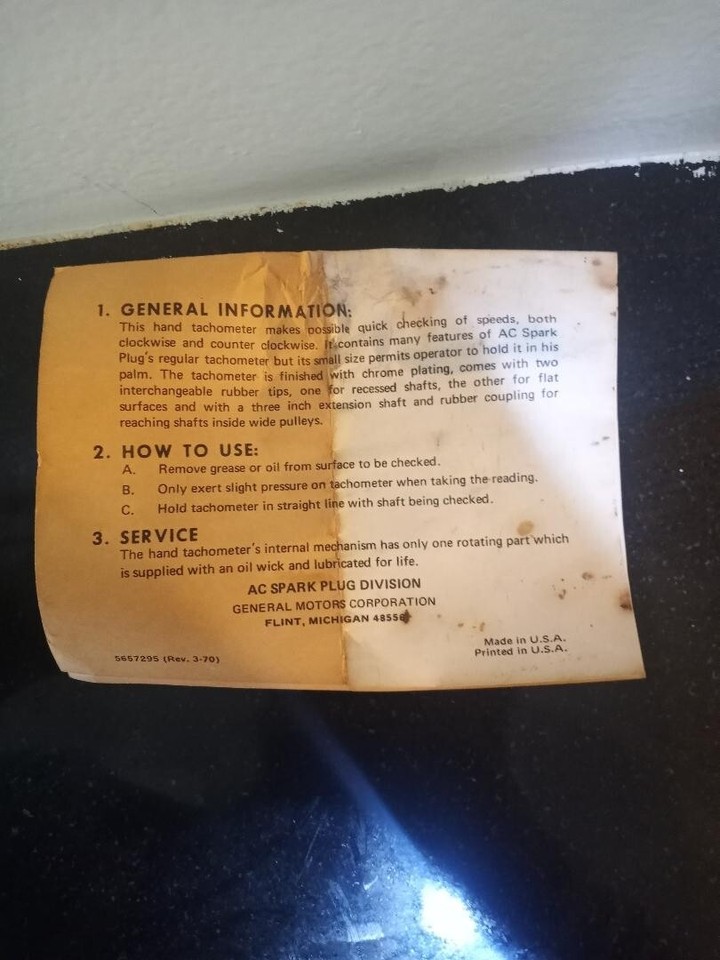 AC Delco Hand Tachometer one type HT 1 | 1536486 | Aftermarket | Silver ...