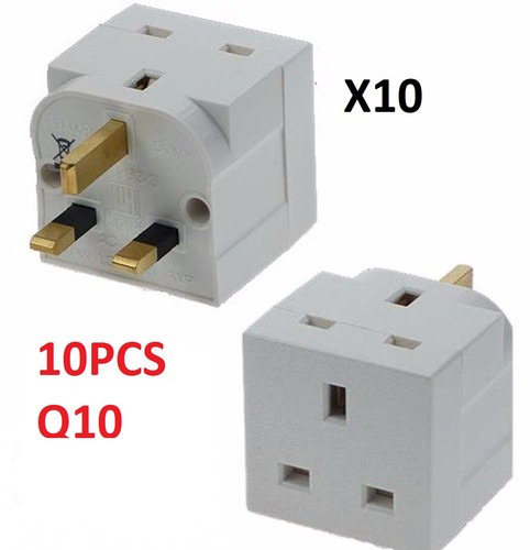 10 X 2 Way 2 Gang Block Triple Socket Splitter 13A Mains UK Plug ...