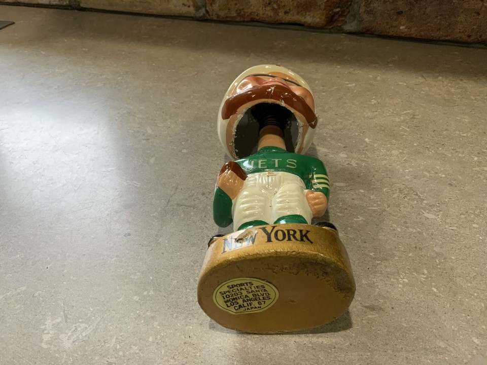 Vintage New York Jets Bobblehead Nodder NFL Football Gold Base | eBay