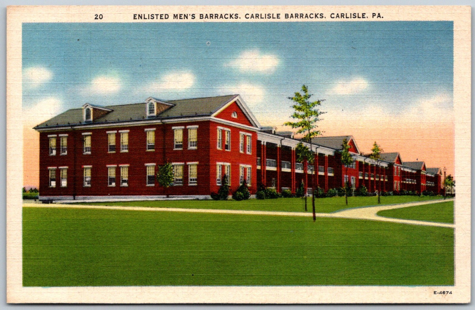 Postcard PA Pennsylvania Carlisle Barracks Enlisted Men's Barracks ...