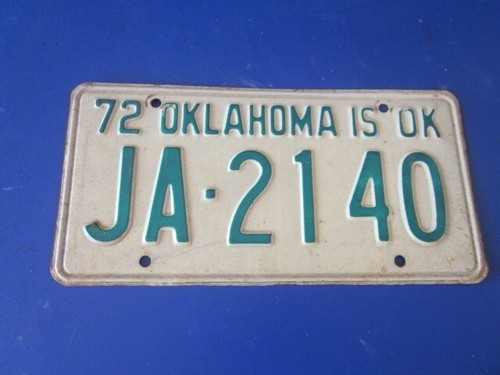 OKLAHOMA LICENSE PLATE # JA-2140 EXPIRED OVER 3 YEARS 1972 | eBay
