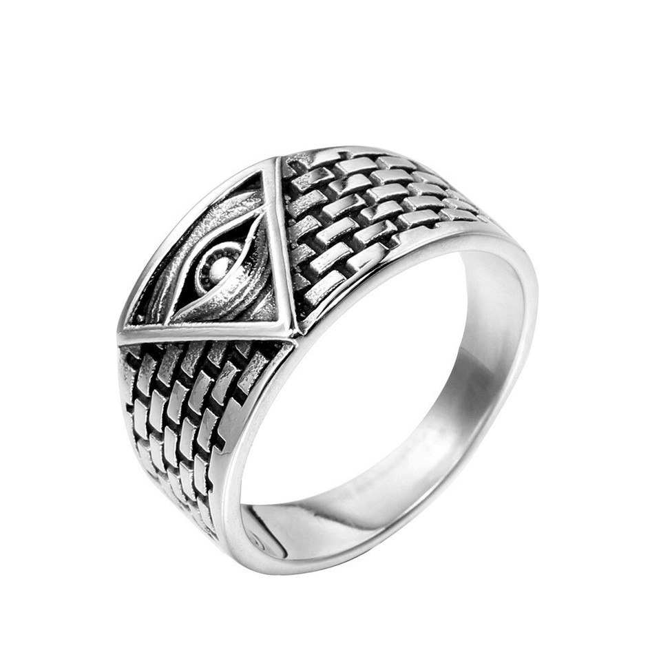 Vintage Egyptian Pyramids God Eye Ring Stainless Steel Men's Masonic ...