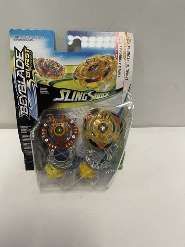 Beyblade Turbo Slingshock Anubion A4 & Sprial Treptune T4 Lava-X Dual ...