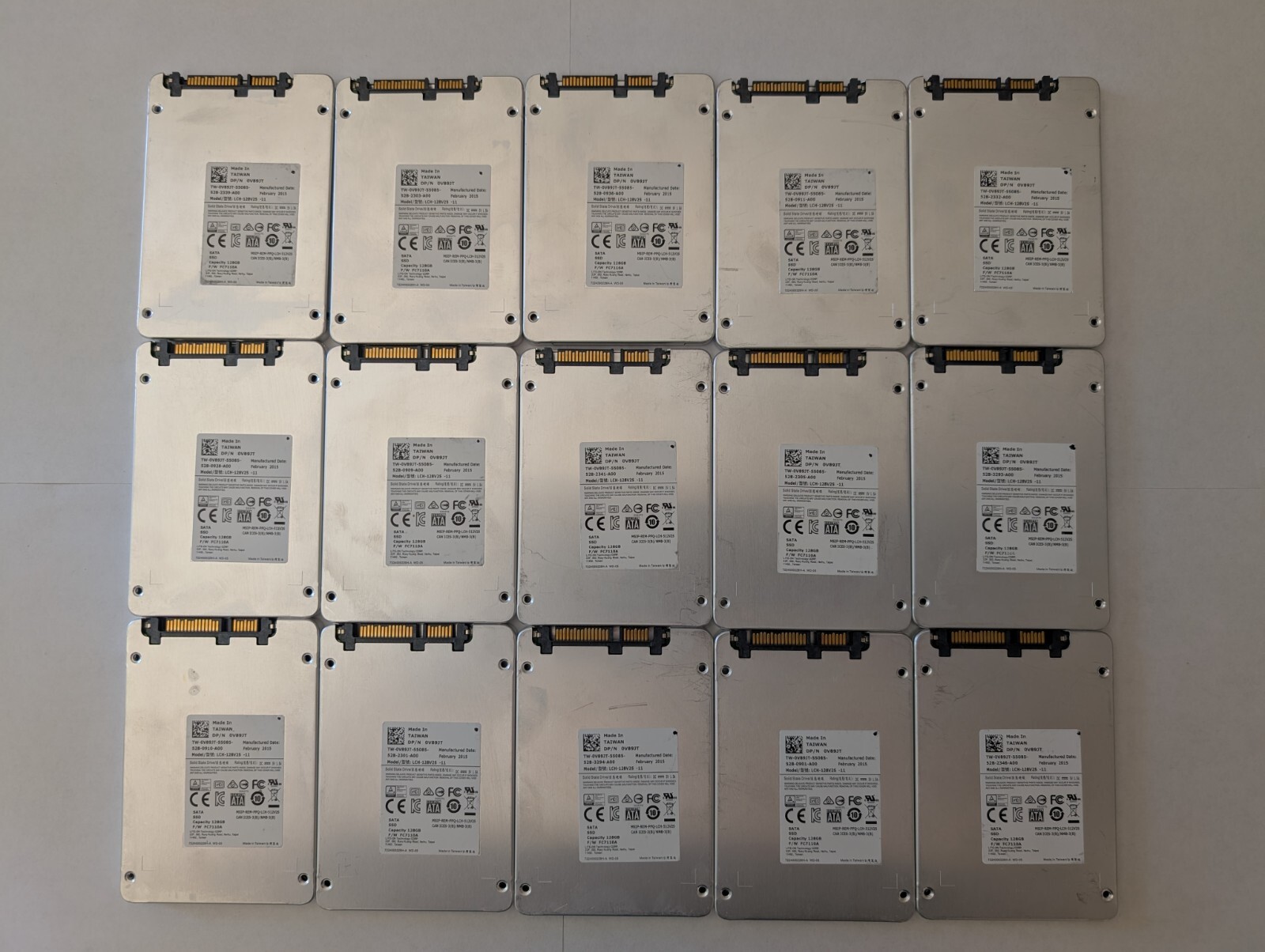 [Lot of 15] Lite-On 128GB SATA III 2.5" SSD LCH-128V2S-11. Dell P/N ...