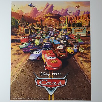 Cars Mini Poster Pixar Disney Print Lightning McQueen Mater 8x10 ...