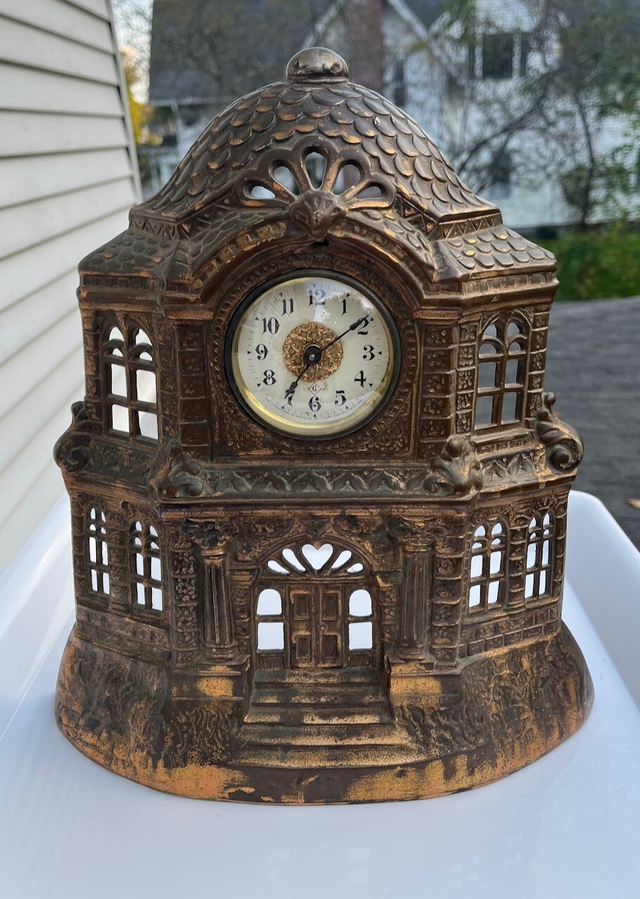 Gilbert ANTIQUE Cathedral Clock, Copper, 1904, Working, Alarm, Video ...