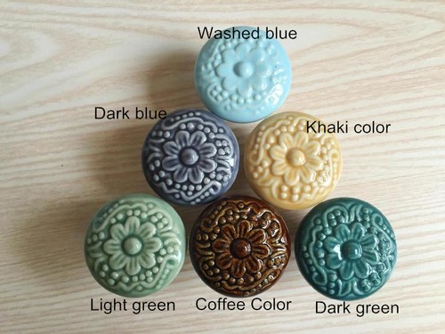 Ceramic Cameo Bas-relief Cabinet Knob Handle Antique Drawer Pull Rural ...