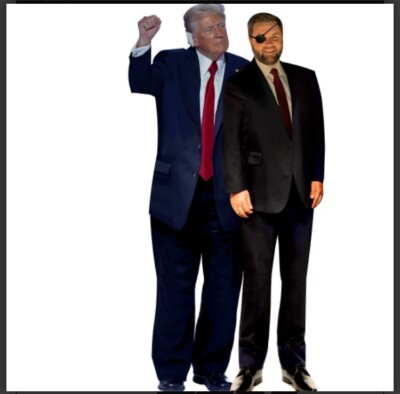 Donald Trump with Ear Bandage and JD Vance eye patch Life Size ...