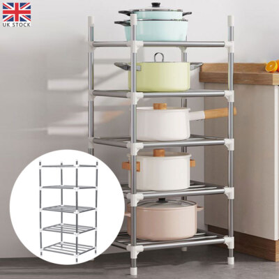 5 Tier Kitchen Pot Pan Saucepan Storage Rack Holder Organiser Stand ...