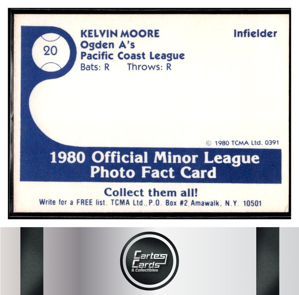 Kelvin Moore 1980 TCMA Ogden A's #20 Ogden A's | eBay