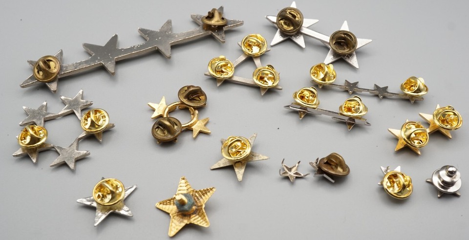 Vintage Army, Navy, USMC General or Admiral & Police Stars Group Lot Of ...